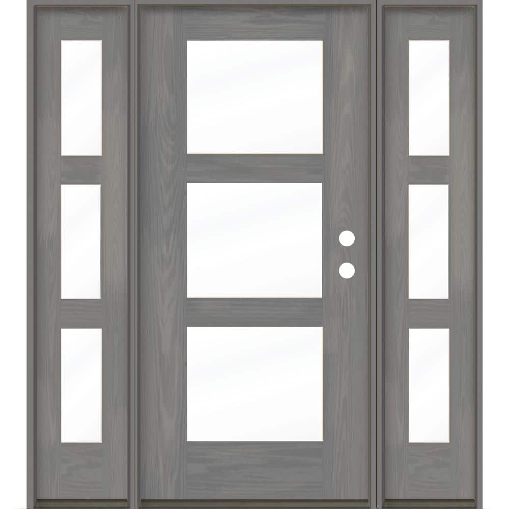Krosswood Doors Modern 64 in. x 79 in. 3-Lite Left-Hand/Inswing Clear ...