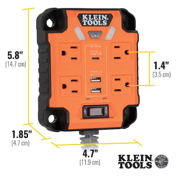 Klein Tools PowerBox 1, 4-Outlet Magnetic Mounted Power Strip with ...
