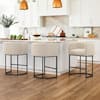 LUE BONA 26 in.Cream and Black Low Back Bar Stool with Metal Frame ...
