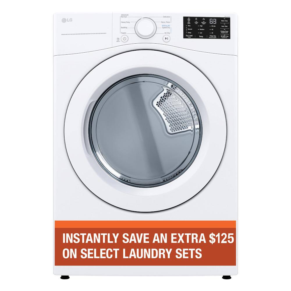 LG 7.4 cu. ft. Vented Stackable Gas Dryer in White with Sensor Dry Technology DLG3471W - The ...
