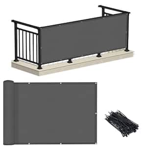 Angel Sar 3 x 10 ft. Charcoal Balcony Privacy Screen Fence Cover for ...