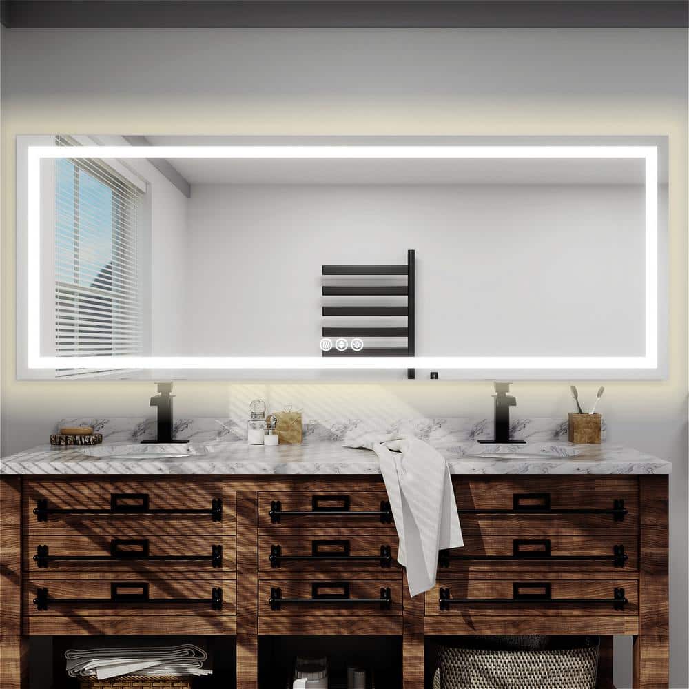 INSTER Luminous 96 in. W x 36 in. H Rectangular Frameless LED Lighted ...