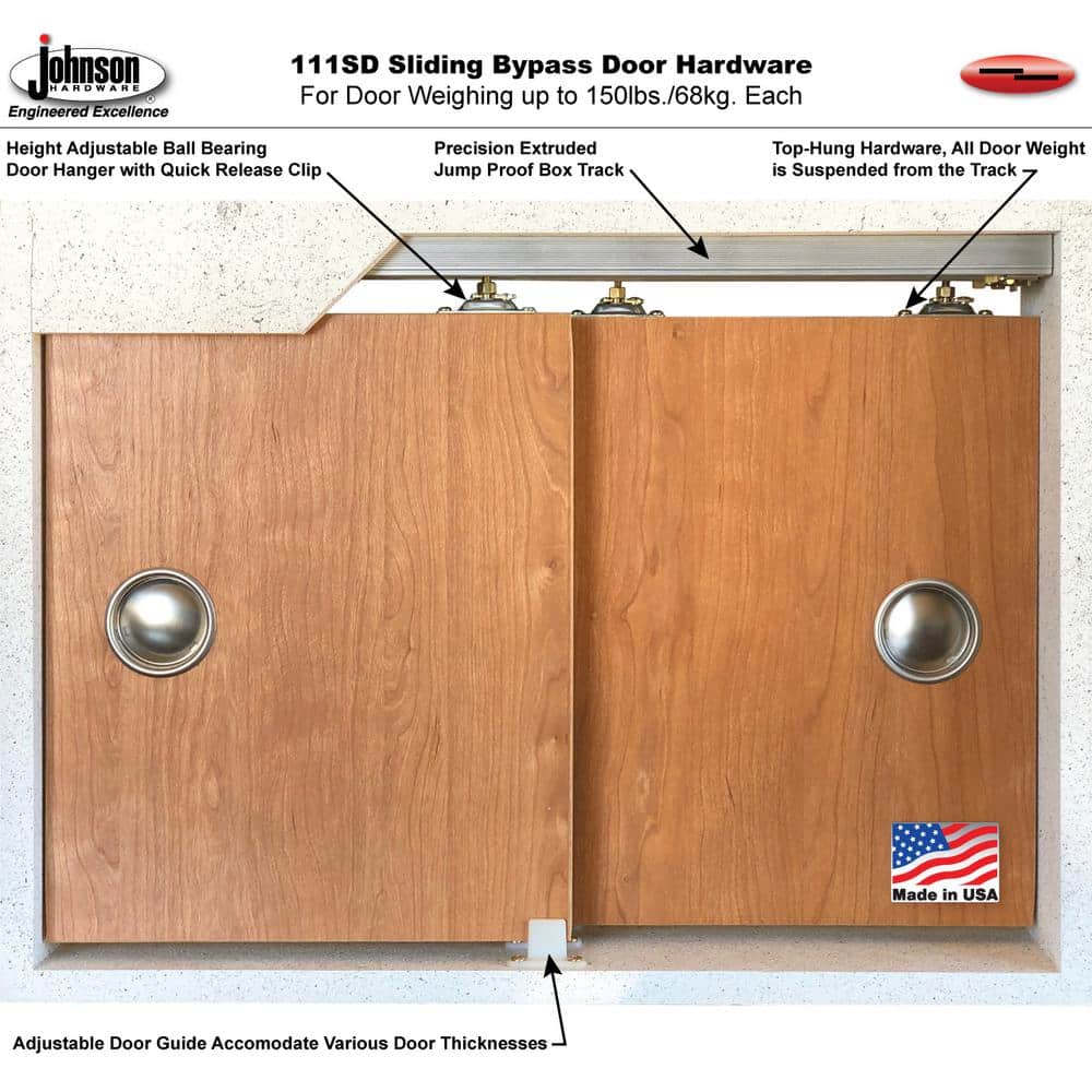 64 in. x 80 in. Single Panel White Solid MDF Sliding Doors with Bypass ...