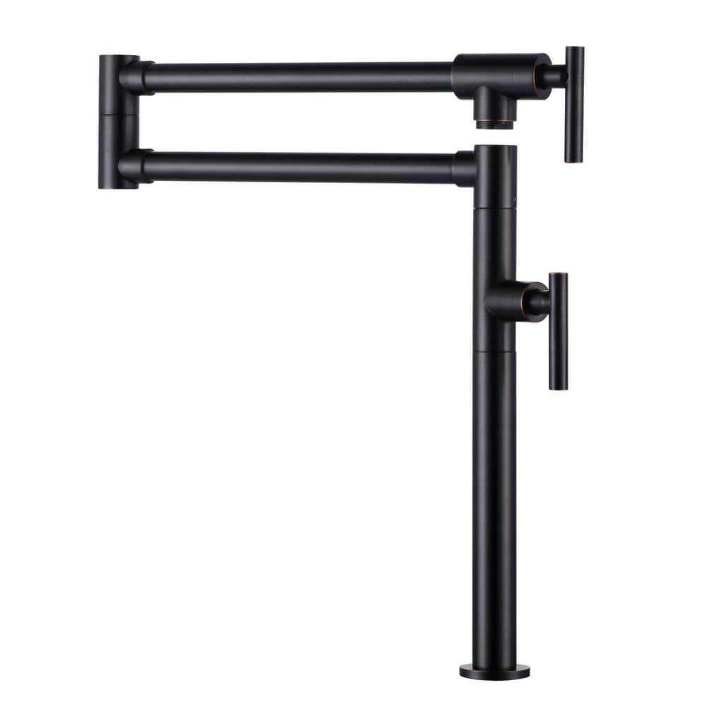 ALEASHA Double Handle Deck Mounted Pot Filler with Aerator in Oil ...