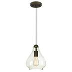 Westinghouse 1-Light Oil Rubbed Bronze Adjustable Mini Pendant with Hand-Blown Clear Seeded ...