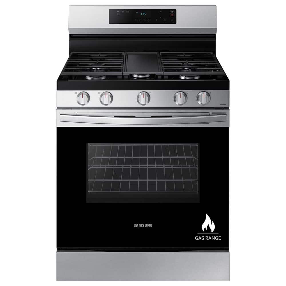 Samsung 30 in. 5-Burner Smart Freestanding Gas Range in Stainless Steel ...