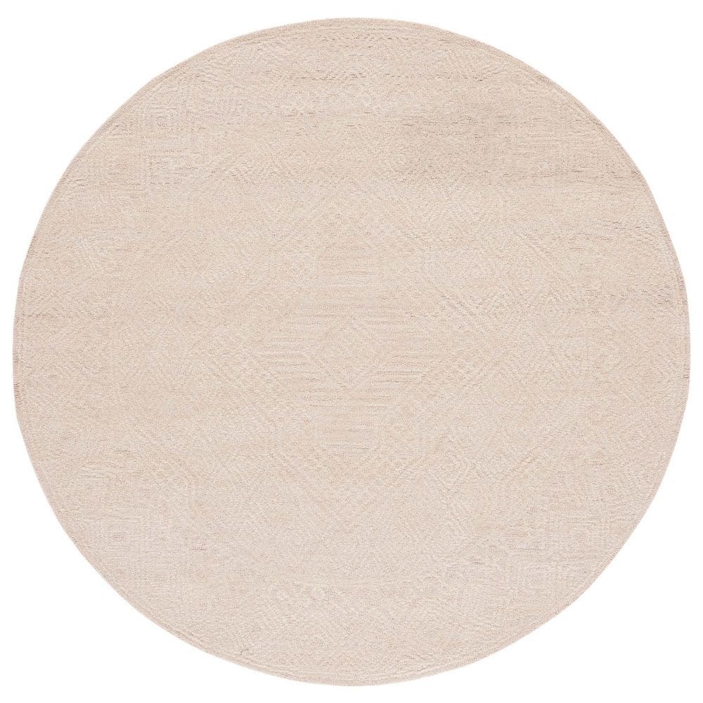 SAFAVIEH Textural 6 ft. x 6 ft. Beige/Blush Monochrome Ornate Round ...