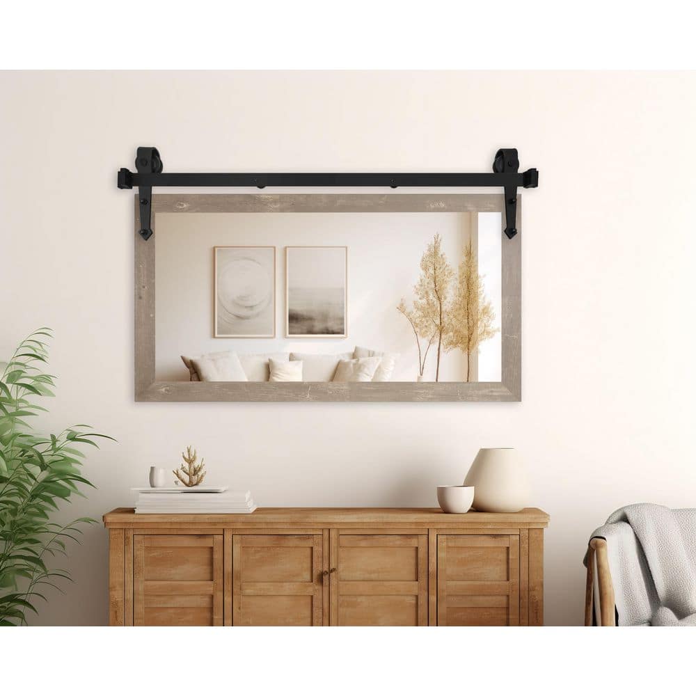 Rayne Mirrors (33 in. W x 16 in. H) Harvest Brown Modern Rustic Mirror ...