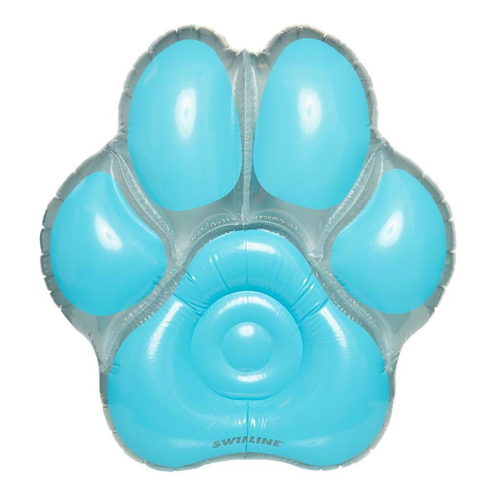 SWIMLINE Blue Inflatable Pawprint Island Summer Pool Float for Children ...