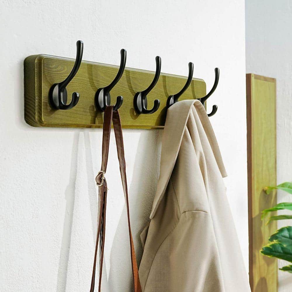 Coat Rack Wall, Heavy-Duty,5-Double-Hooks Wooden Wall Mounted Coat Rack ...