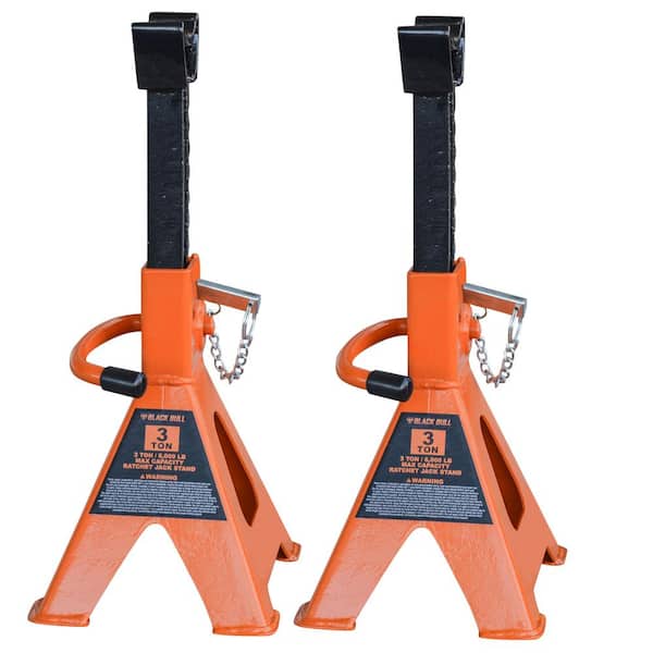 BLACK BULL 3-Ton Medium Height Pin Type Jack Stand Set, Adjustable ...