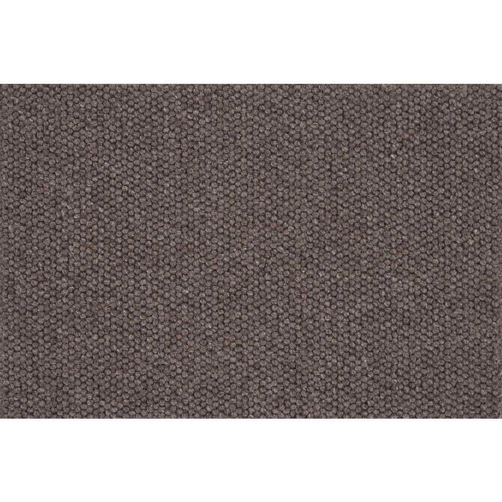 Natural Harmony Four Square Graphite Brown 13.2 ft. 56 oz. Wool Berber ...