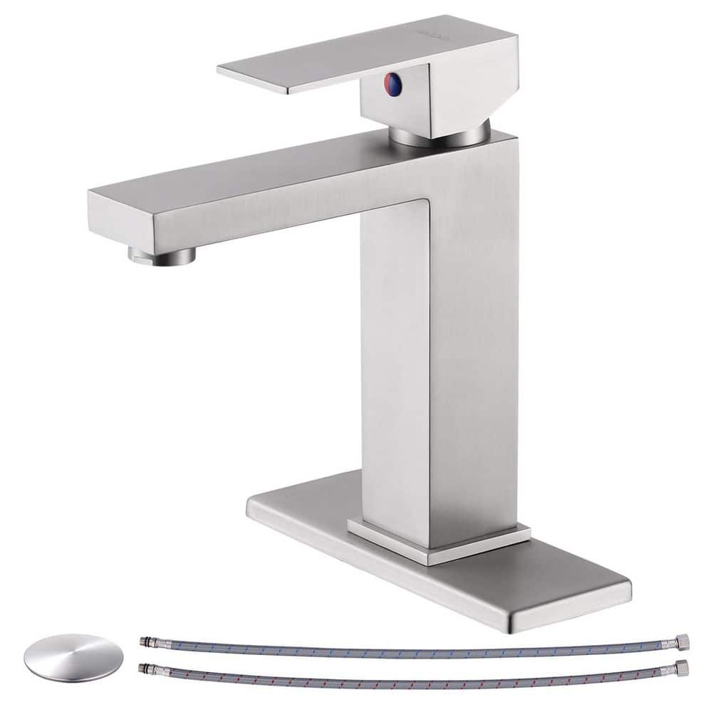 VEVETTA Single Handle Single Hole Bathroom Faucet with Pop-Up Drain and ...