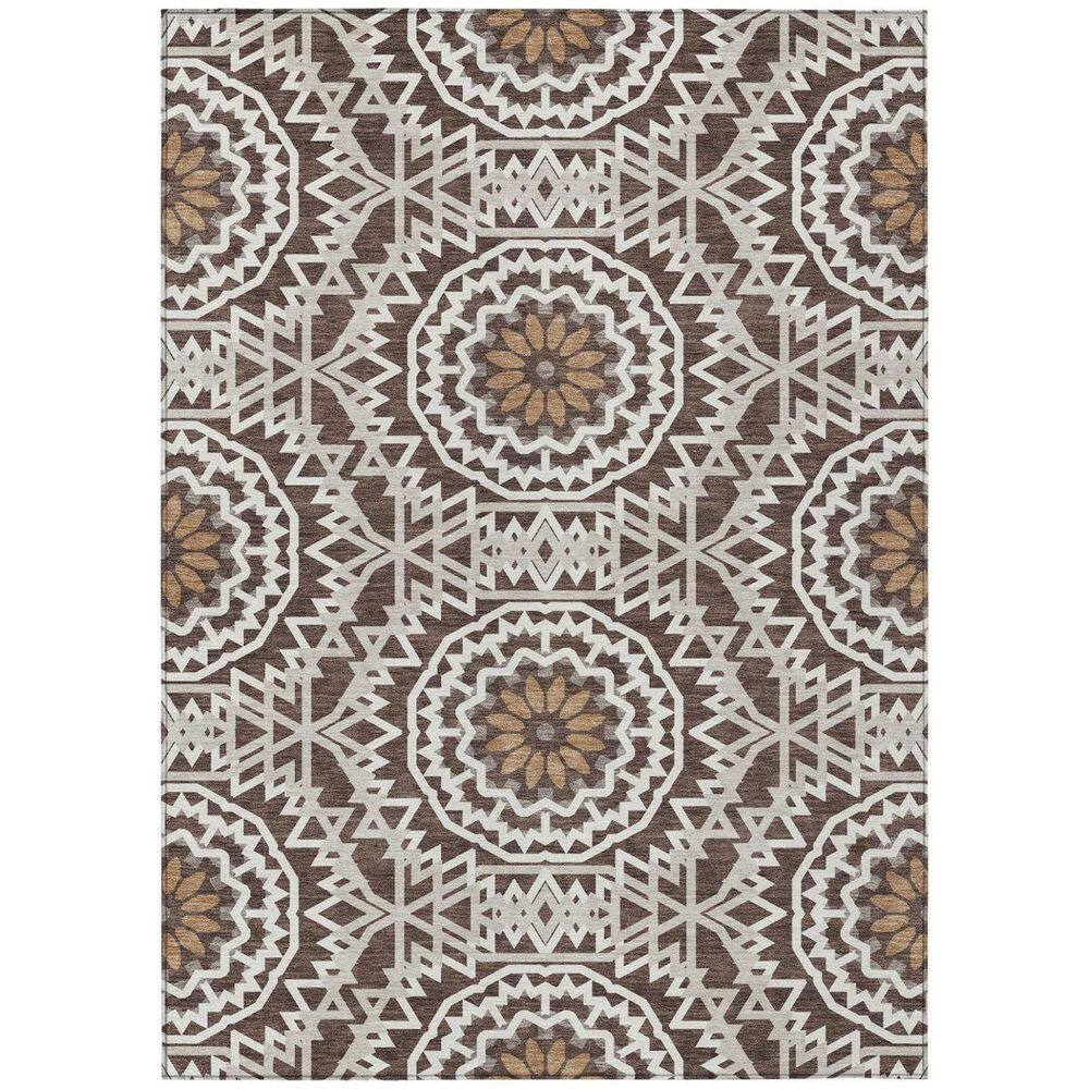 HomeRoots Chocolate, Ivory, Taupe 5 ft. x 8 ft. Woven Floral, Medallion ...