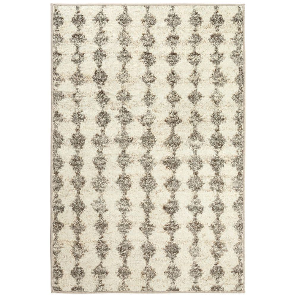 DASH & ALBERT Izzy Machine Washable Grey 5 ft. x 8 ft. Indoor Area Rug ...