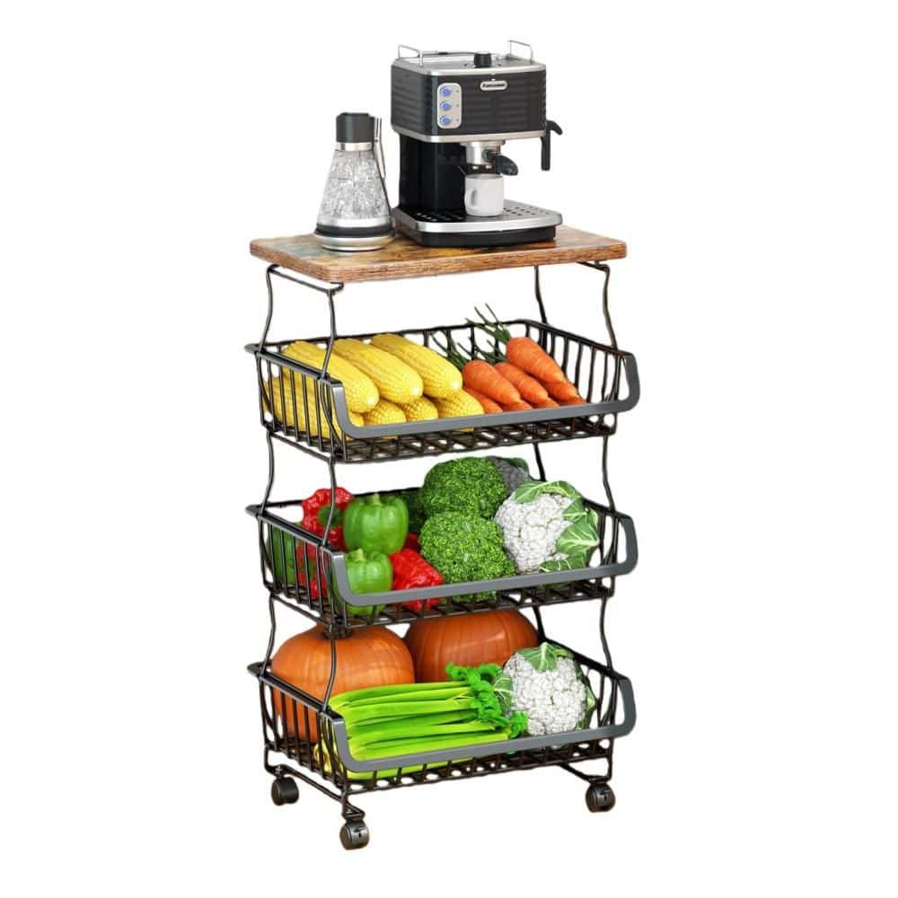 Numhew 4-Tier Metal Wire Stackable Fruit Vegetable Storage Baskets with ...