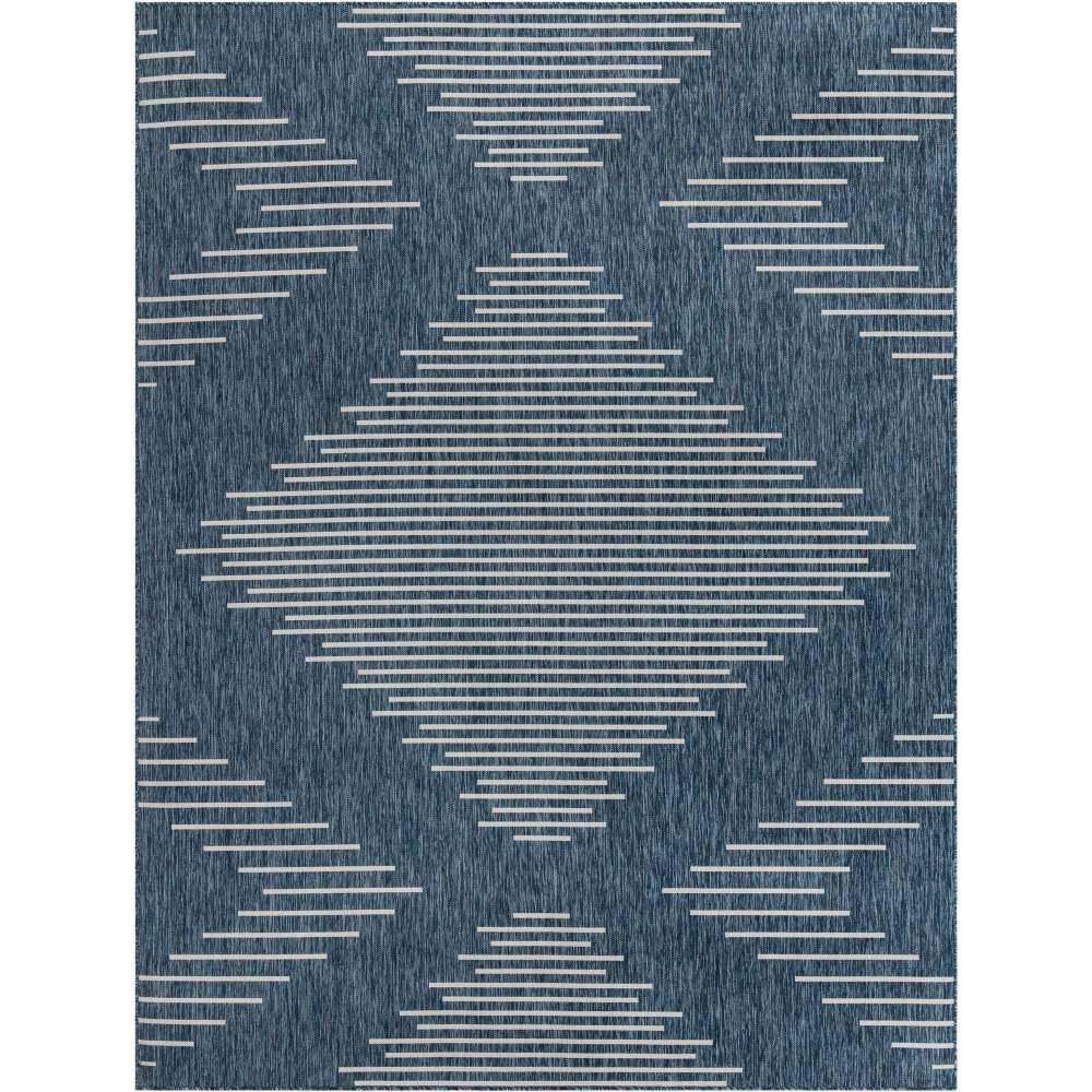 Unique Loom Outdoor Modern Tambor Blue 9 ft. x 12 ft. Area Rug 3181212 ...