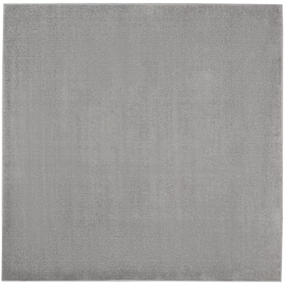 Nourison Essentials 5 ft. x 5 ft. Silver Gray Square Solid Contemporary ...