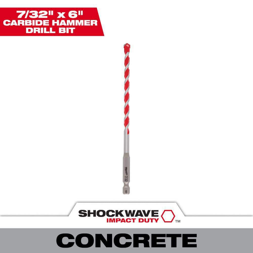 Milwaukee 7/32 in. x 4 in. x 6 in. SHOCKWAVE Carbide Hammer Drill Bit ...