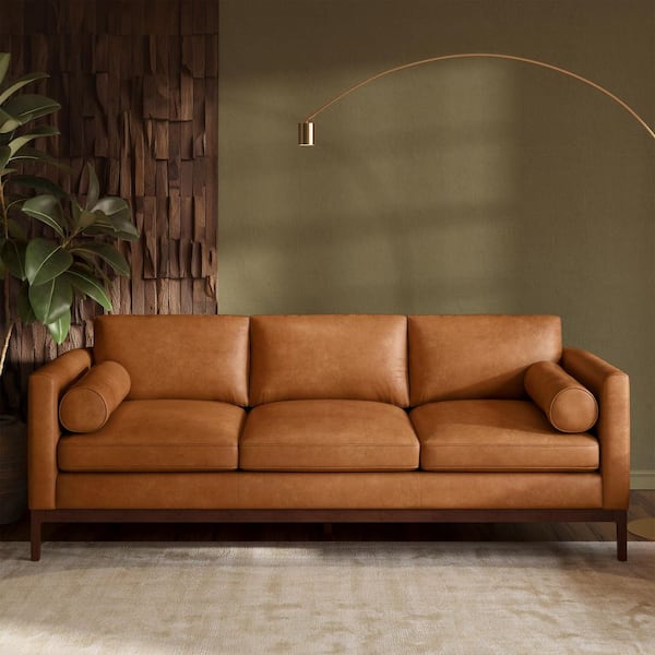 Poly and Bark Toscano 89 in. Square Arm Leather Rectangle Sofa in ...
