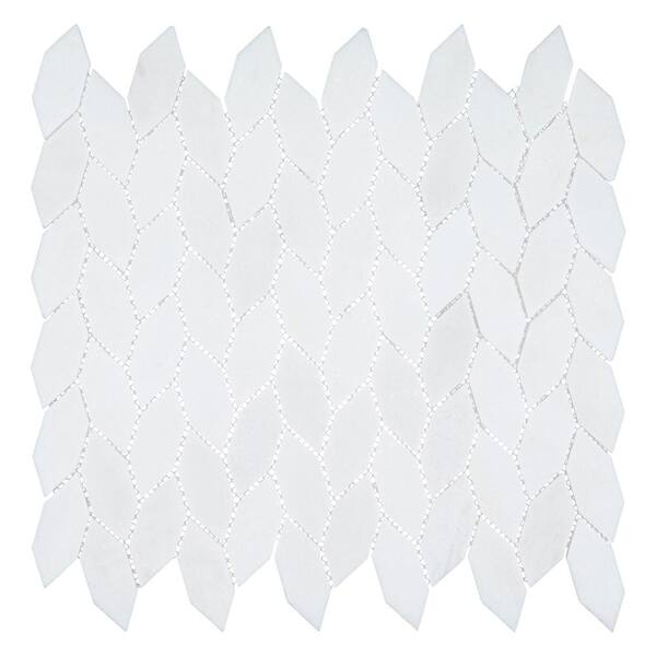 ANDOVA Channing Pearl Elongated Hex White 12 in. x 12 in. Smooth ...