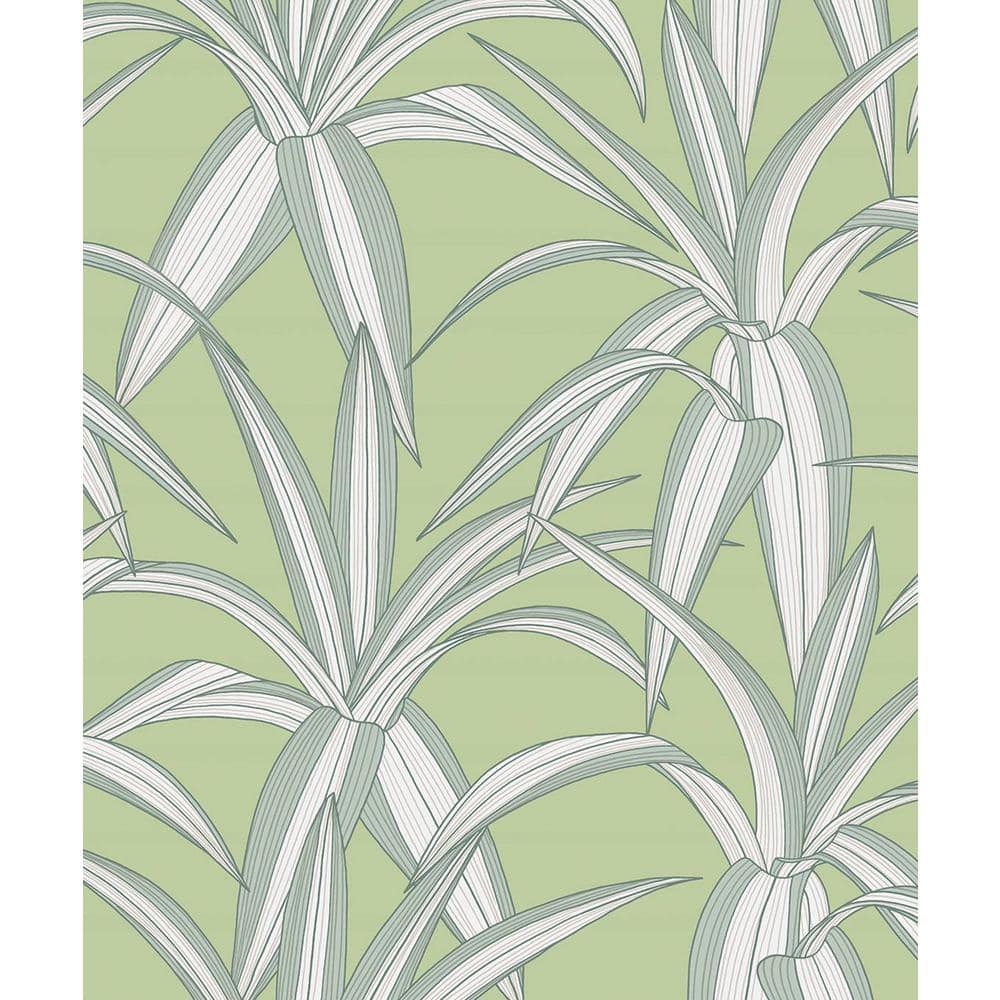 NextWall 31.35 sq. ft. Spring Green Tossed Cradle Plant Vinyl Peel and ...