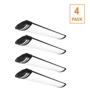 Commercial Electric 4 ft. Matte Black Woodgrain Gray End Caps 5250LM ...