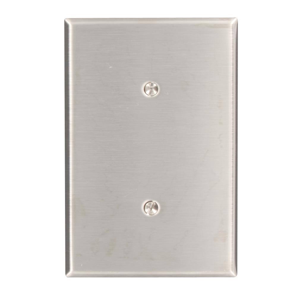 Leviton 1-Gang Stainless Steel 302 Non-Magnetic Blank Plate Metal Jumbo ...