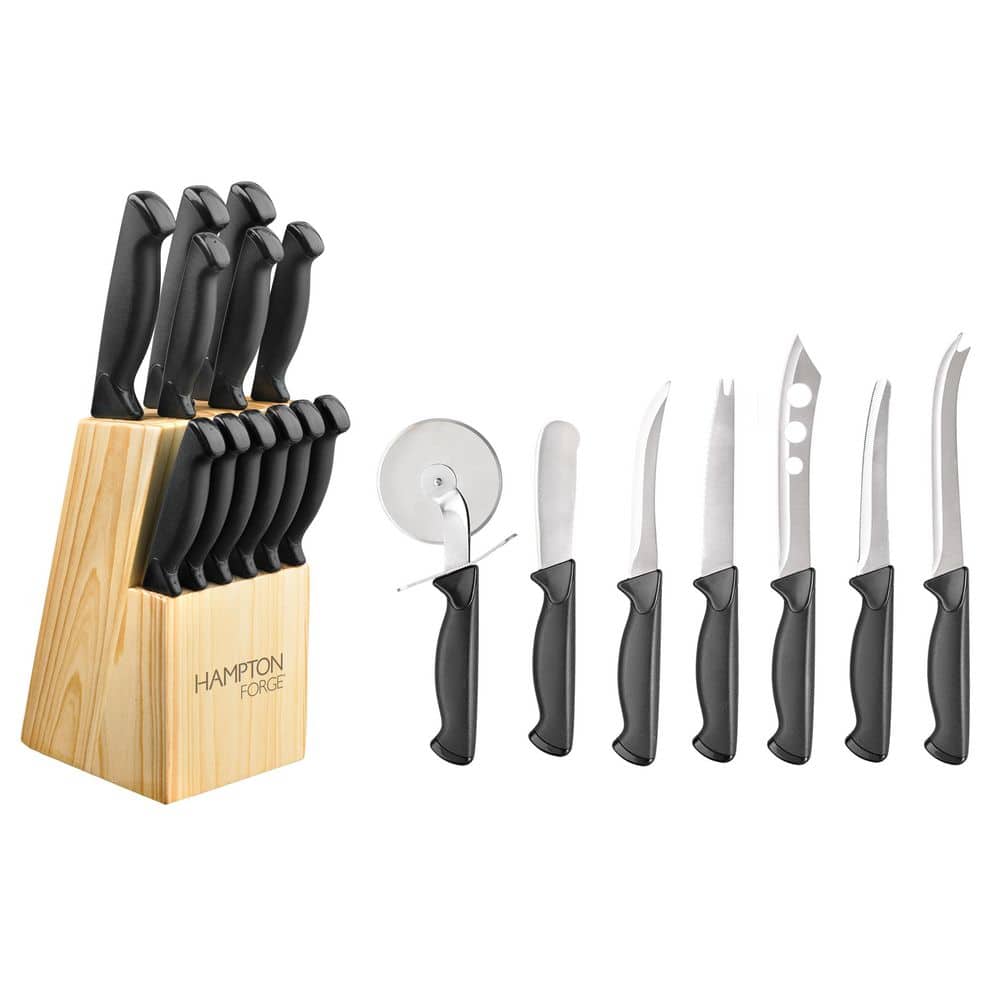 Hampton Forge Emmet 20-Piece Stainless Steel Knife Set with Block ...