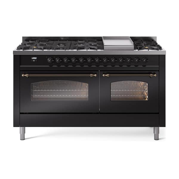 ILVE Nostalgie II 60 in. 9 Burner+Griddle Freestanding Double Oven Dual ...