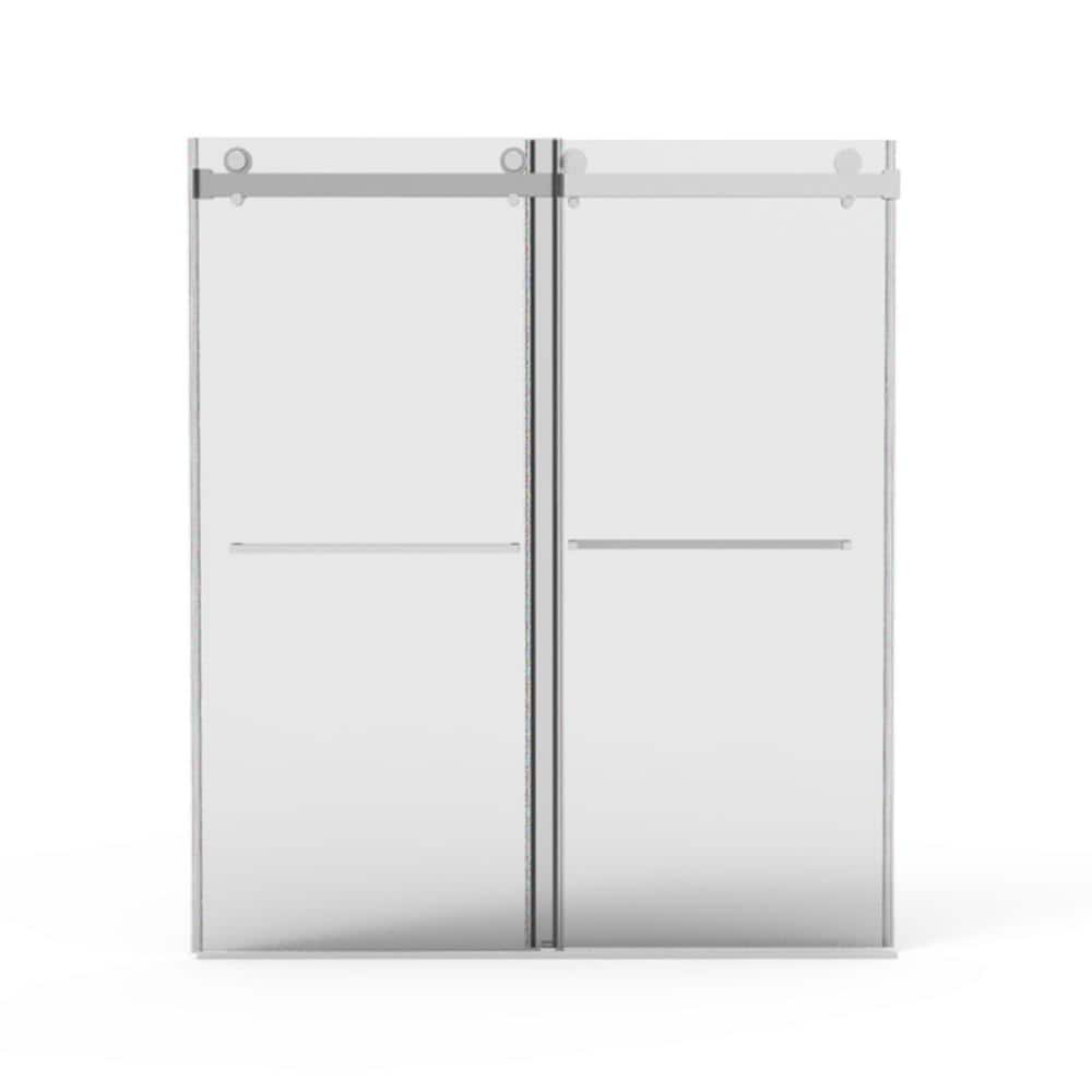 ANGELES HOME 56-60 in. W x 70 in. H Double Sliding Frameless Shower ...