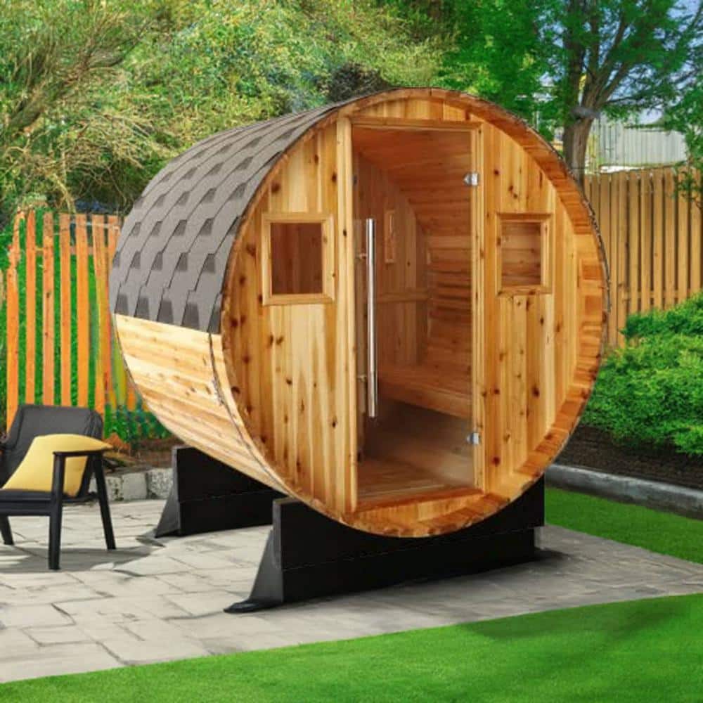 SUNRAY SAUNAS Aurora 2-4 Person Indoor or Outdoor Cedar Wet/Dry Barrel ...