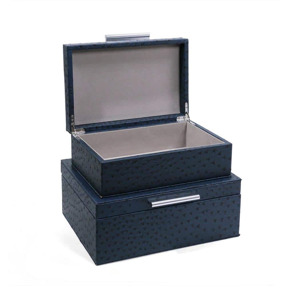 Afoxsos Blue Faux Leather Decorative Box with Lid 2-Pack SNPH003IN815 ...