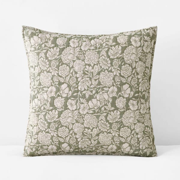 The Company Store Company Cotton Kyla Floral Quilted Moss Cotton Euro ...