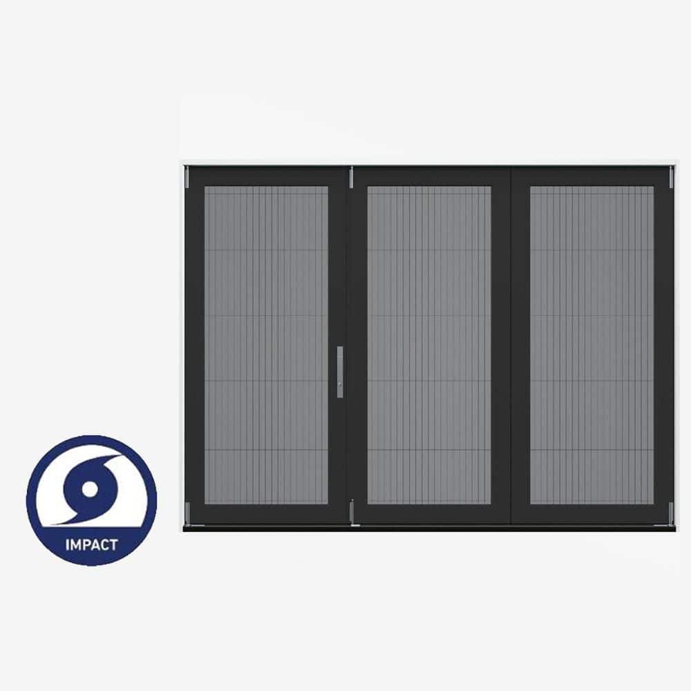 JELD-WEN 108 in. x 80 in. F4500 Right-Hand Black/White Fiberglass 3 ...