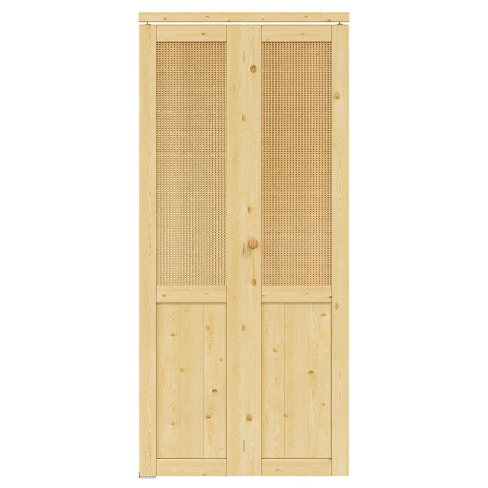 ARK DESIGN 36 in. x 80 in. Half Paneled Solid Core Unfinished Pine Wood ...