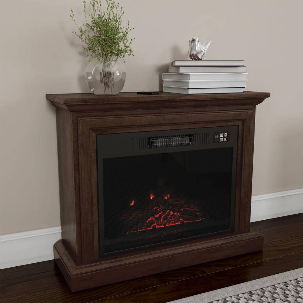 Northwest 31 in. Mobile Electric Fireplace with Mantel in Brown ...