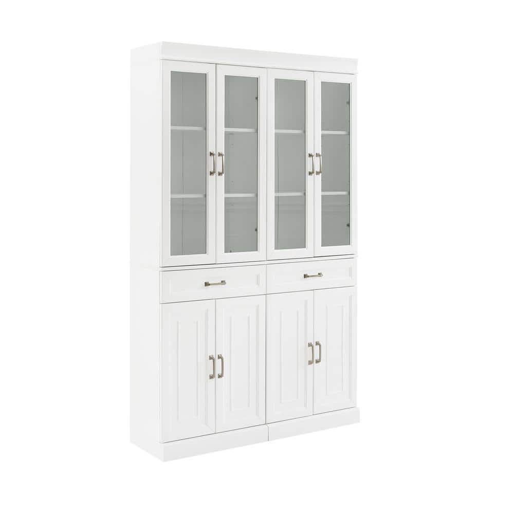 CROSLEY FURNITURE Stanton 2-Piece White Pantry Set with Glass Doors ...