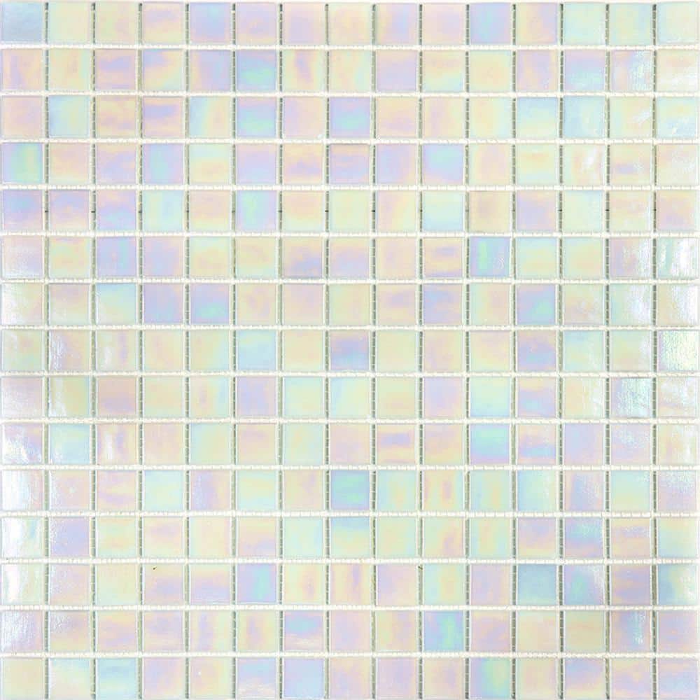 Apollo Tile Nacreous 4 in. x 6 in. Glossy White Glass Mosaic Uniform ...