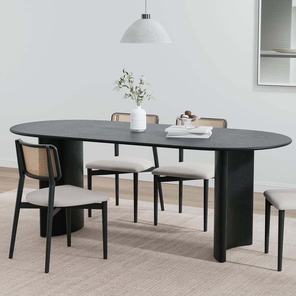 Dovelina Haiden Modern Oval Oak Wood Top Black 67 in. Double Pedestal ...
