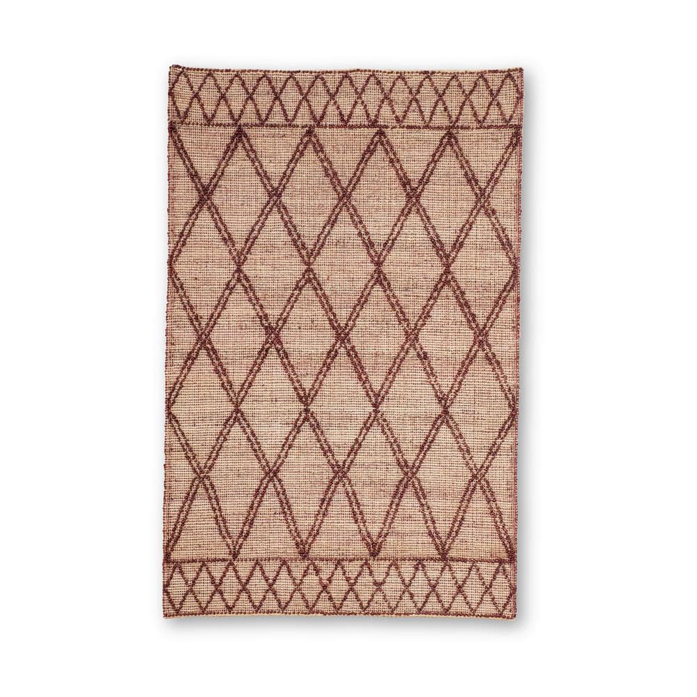Hand Woven Brown and Burghundy Diamond Patterned Jute Rug by Tufty Home ...