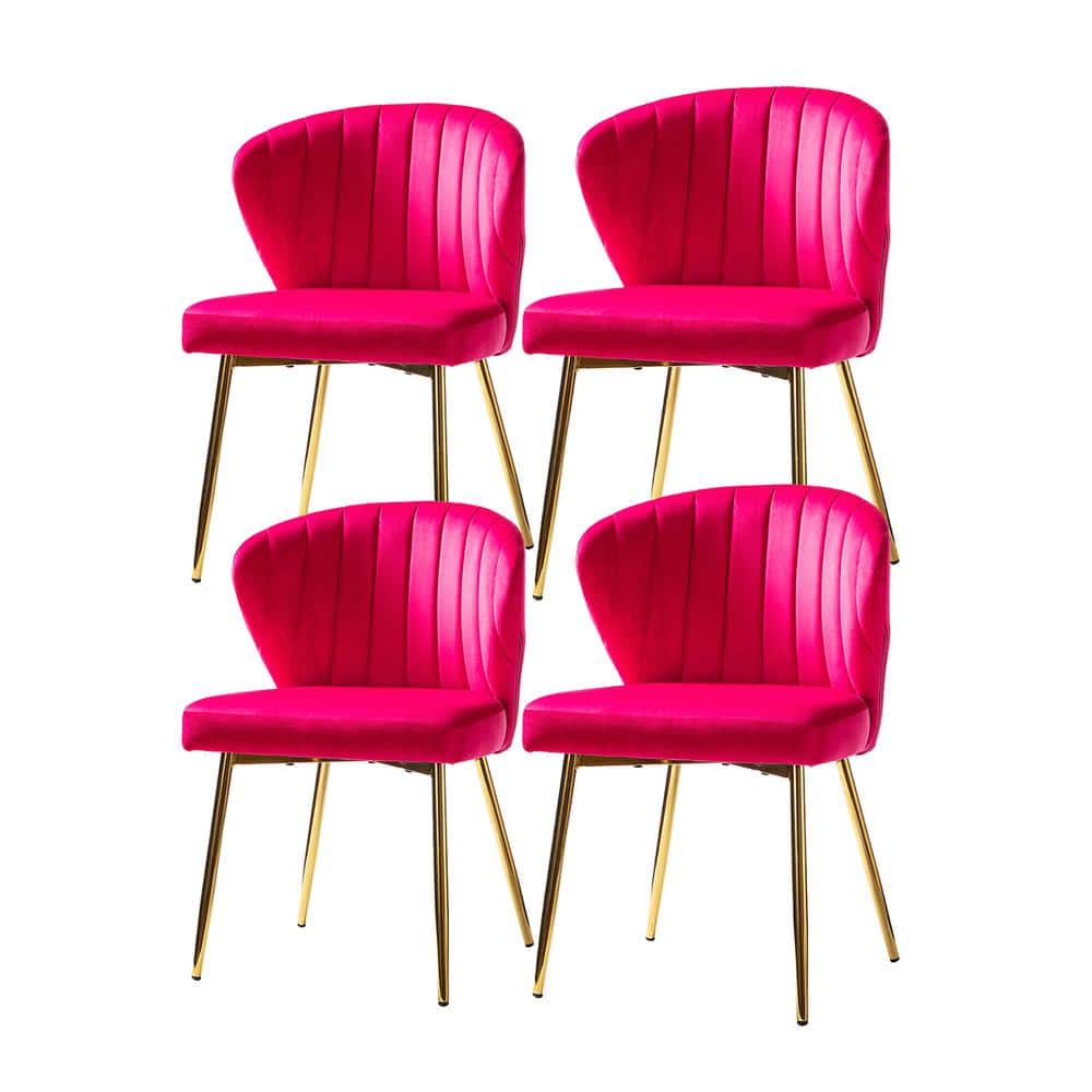 JAYDEN CREATION Olinto Modern Fuchsia Velvet Channel Tufted Side Chair ...