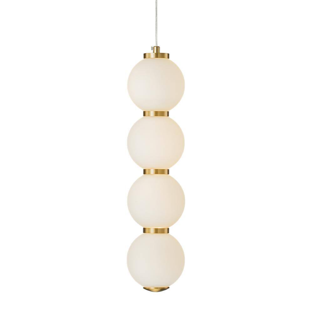 HUOKU Beeuu 1-Light Brass Integrated LED Beaded Chandelier Abacus ...