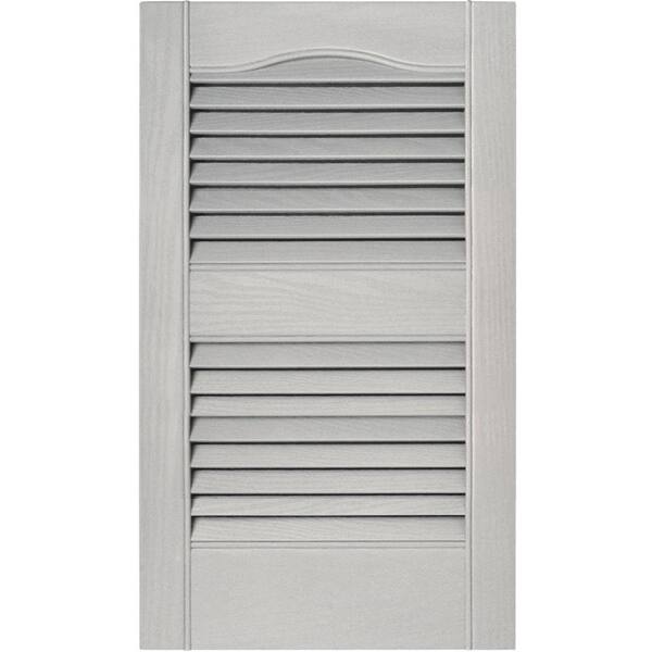 Builders Edge 15 in. x 25 in. Louvered Vinyl Exterior Shutters Pair in ...