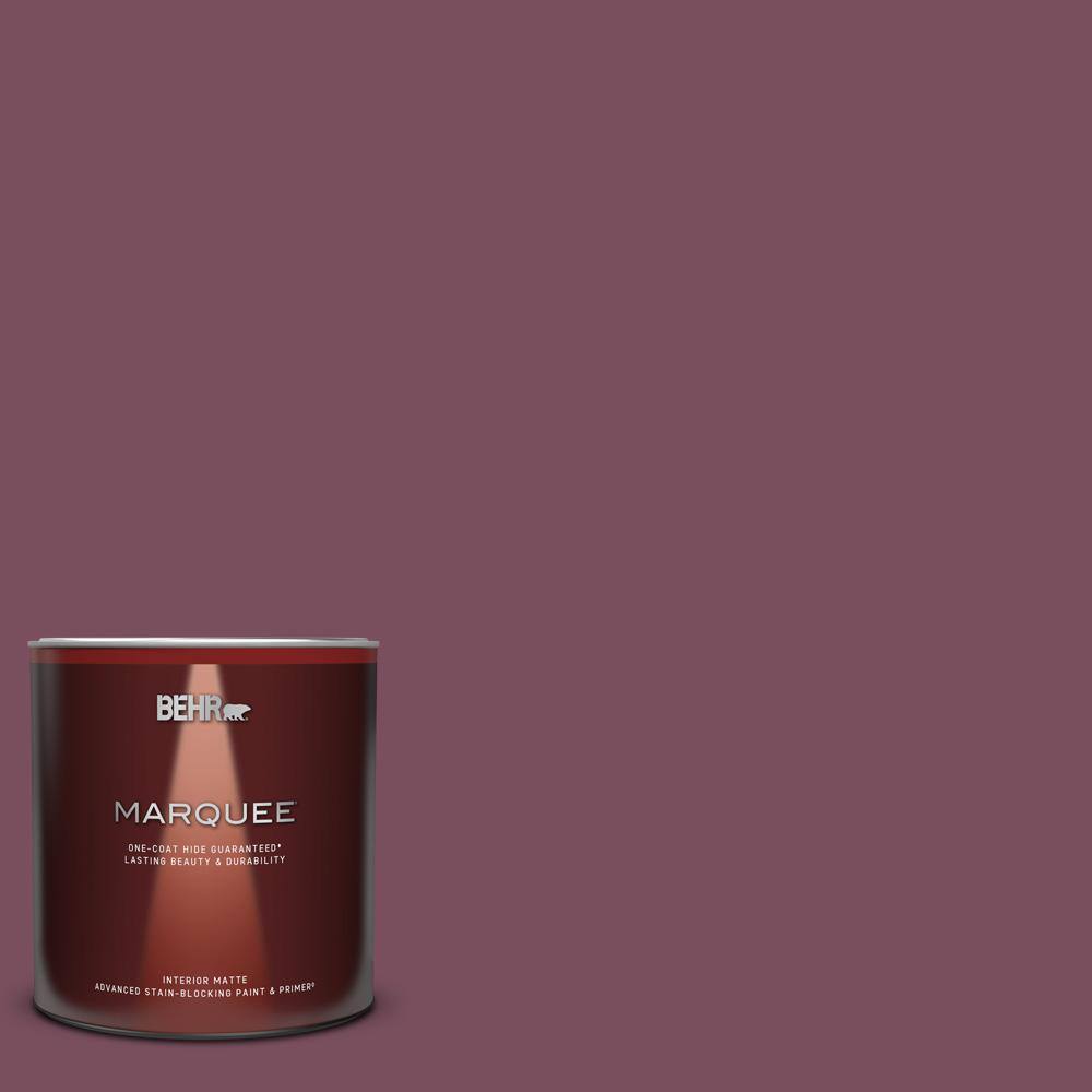 BEHR MARQUEE 1 qt. #100D-7 Maroon Matte Interior Paint & Primer 145304 ...