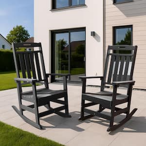 Reviews for UPLAND Grey HDPE Plastic Outdoor Rocking Chair, Porch Deck ...
