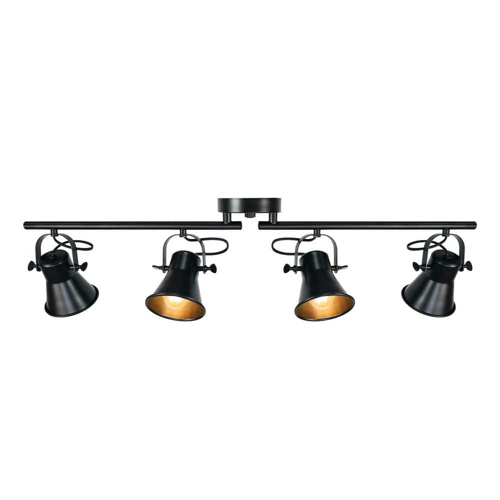37 in. 4-Light Black Track Light Kits Flush Mount Ceiling Light with ...