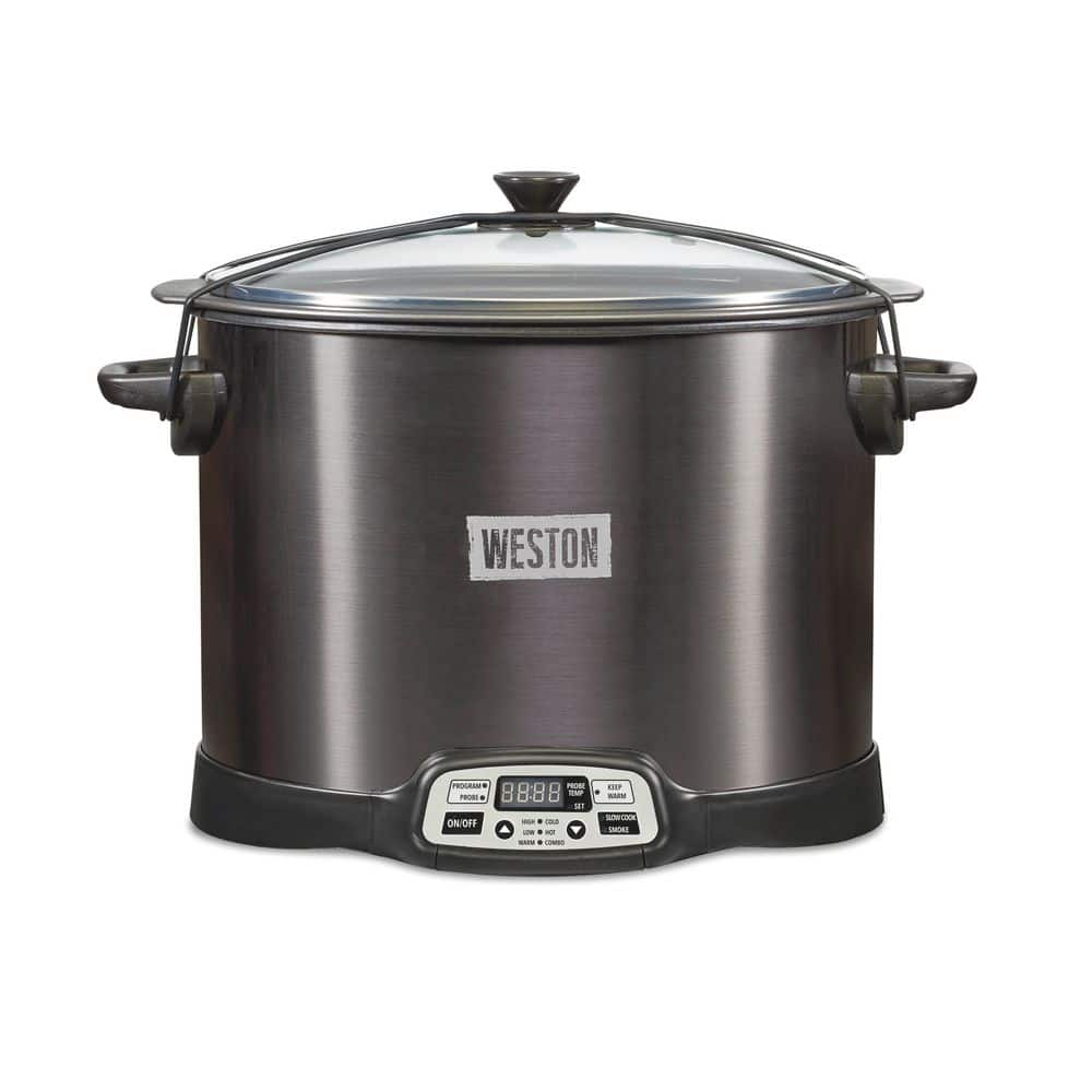 2 in 1 XL 10 qt. Grey Slow Cooker with Indoor Smoker 03-2601-W - The ...