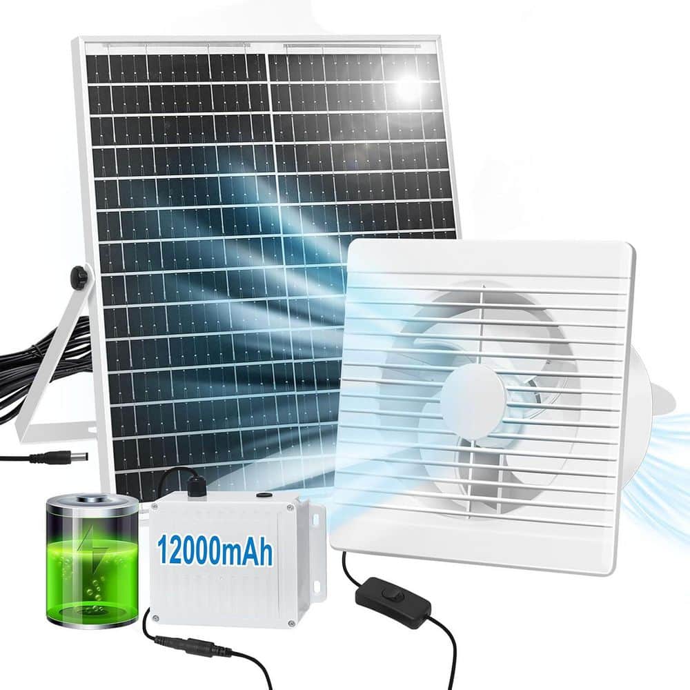 KIWDZFU 22W Solar Powered Exhaust Fan for Greenhouse, Shed, Barn ...