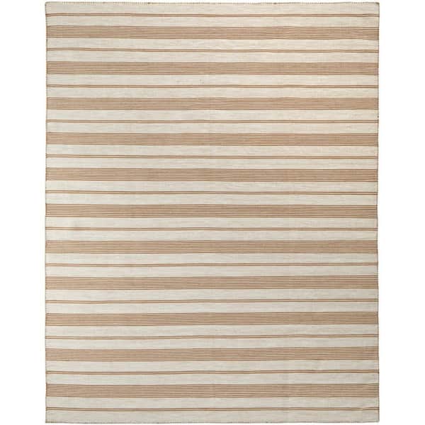 HomeRoots 4 ft. x 6 ft. Brown and Ivory Striped Area Rug 2000511665 ...